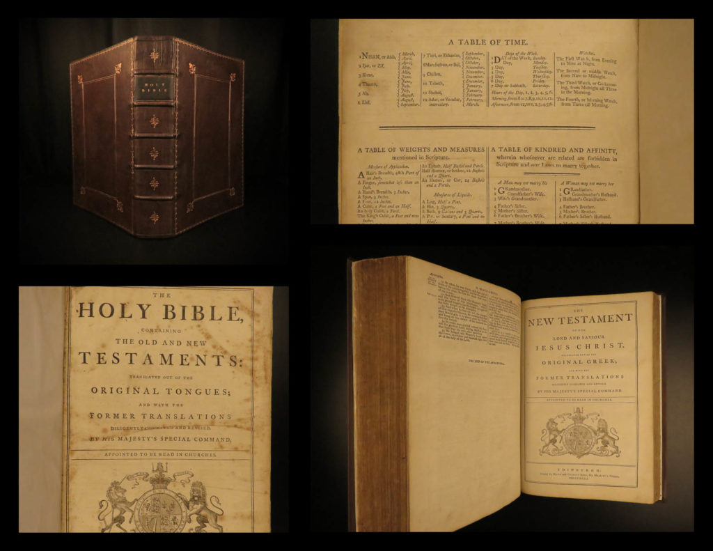 1793 RARE Scottish Holy Bible Edinburgh Scotland Kerr KJV English King ...